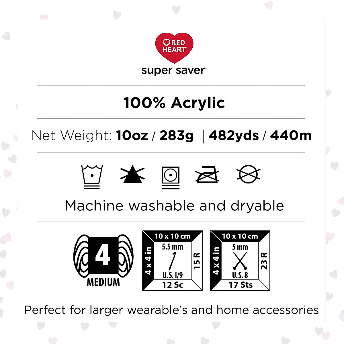 Red Heart Super Saver Jumbo Icelandic Yarn - 2 Pack of 283g/10oz - Acrylic - 4 Medium (Worsted) - 482 Yards - Knitting/Crochet