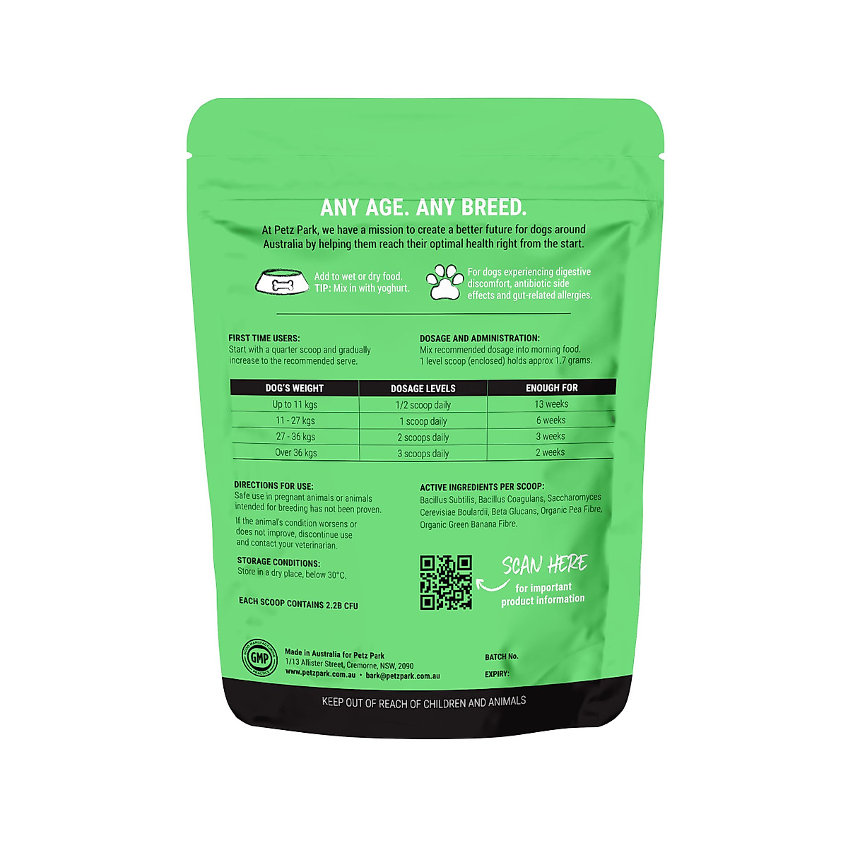 Probiotic for Dogs - Grain-Free Digestive Support Powder for Diarrhea, Bloating & Gas - Promotes Immune Support & Oral Health - Reduces Paw Licking, Allergies & Yeast Infections - 2.7 oz - 45 Scoops