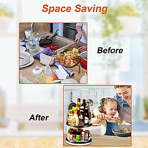 Lazy Susan Oragnizer,2 Pack Turntable Organizer,Fridge Organization,Non-Skid Spice Rack Organizer, Fruit Container, 360 Rotating Storage Container for Home Kitchen,Countertop,Cabinet,Fridge