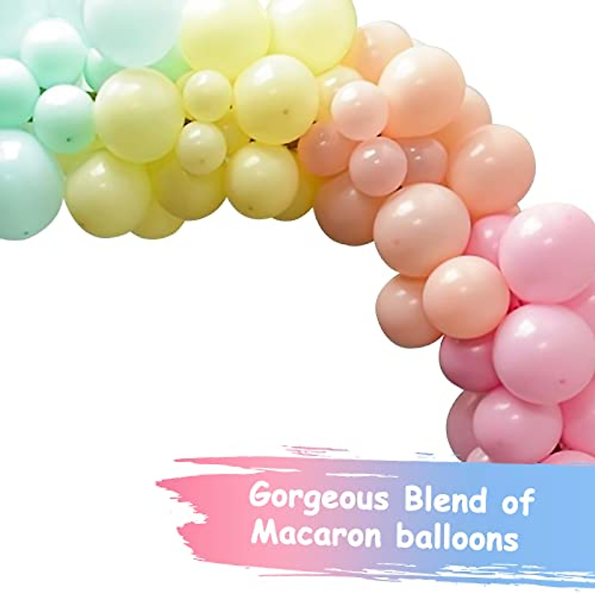 Pastel Balloon Garland Kit, JOGAMS 126 Pack Rainbow Balloon Arch, 5/12/18 Inch Assorted Color Balloons Set for Birthday Party Wedding Anniversary Baby Shower Pastel Party Decorations