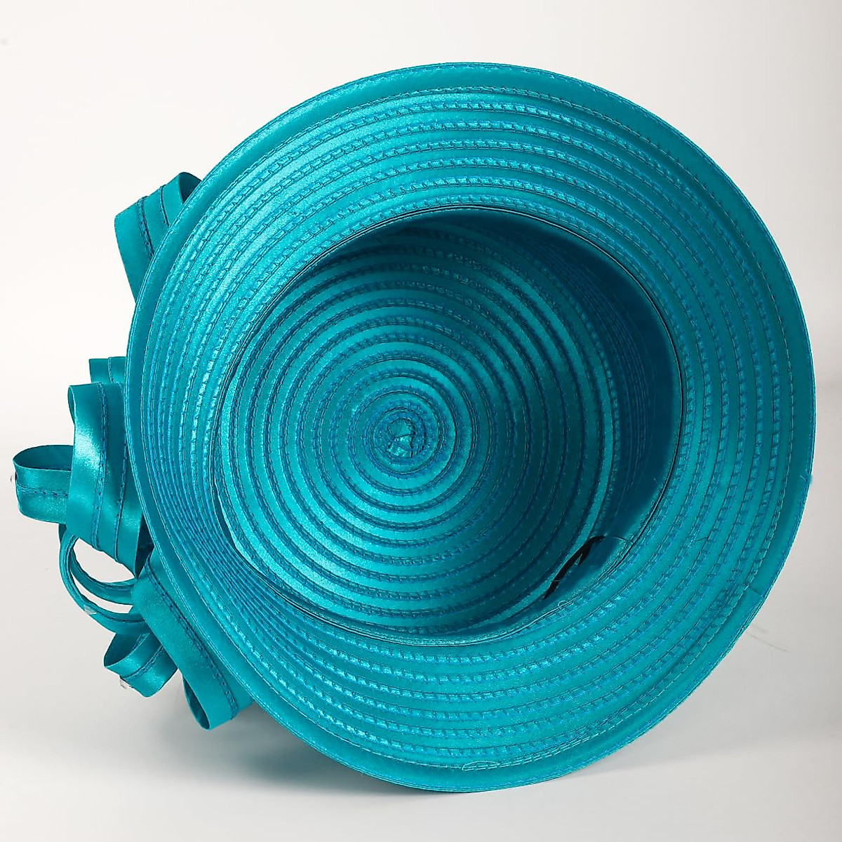 VECRY Womens Church Baptism Wedding Hat Tea Party Derby Dress Hats with Rhinestone (Aqua)