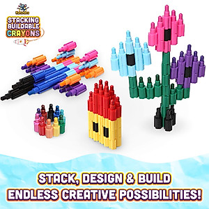 Ratatoys Stacking Crayons, 15 pc Set, Buildable and Stackable for Drawing, Coloring, or Arts and Crafts, Large Preschool Friendly Connect Pieces, Party Favor and Classroom Fun