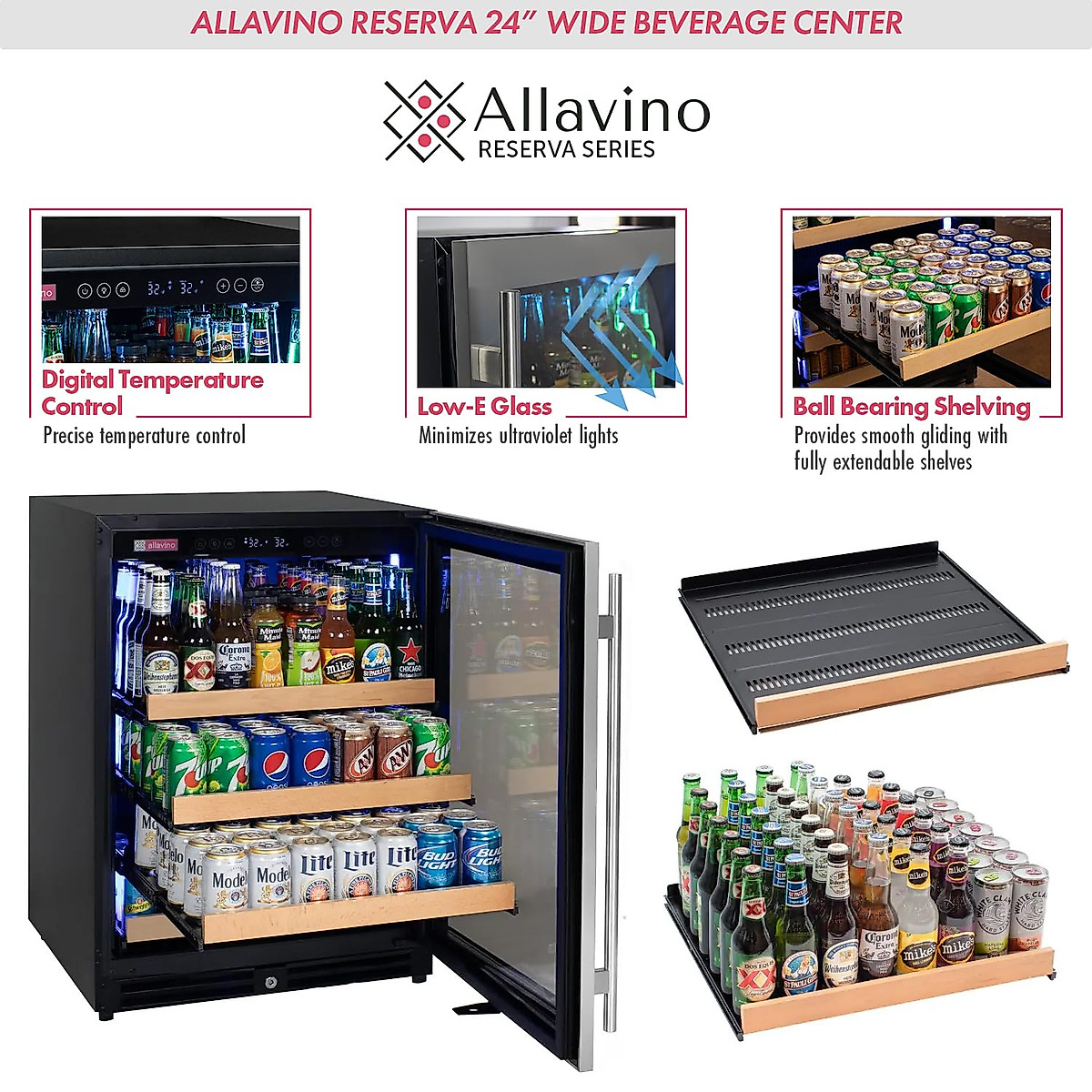 Allavino VSBC24L-SSR Beverage Center, Stainless Steel