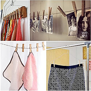 Wooden Clothespins for Crafts with Reusable Storage Bag – 50 Pack Natural Clothes Pins Heavy Duty Outdoor and Indoor Use, Moisture Resistant Laundry Clips with Strong Grip