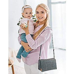 liuliuby Crossbody Diaper Clutch - Diaper Pouch, Small Diaper Bag, Wristlet (Heather Gray)