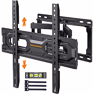 Perlegear Full Motion TV Wall Mount Bracket Swivel Articulating Extension Tilt Arms for 26-65 inch Flat Curved TVs, Max VESA 400x400mm up to 99lbs,16" Wood Studs,PGMFK4