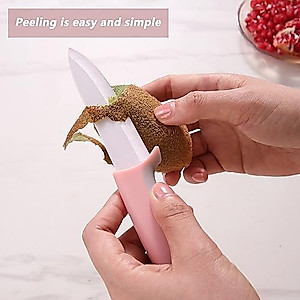 YUSOTAN Ceramic Paring Knife - 4-Inch with Sharp Ceramic Blade and Unique Hippopotamus Cover - Handle Fruit and Vegetables Kitchen Knife (Pink)