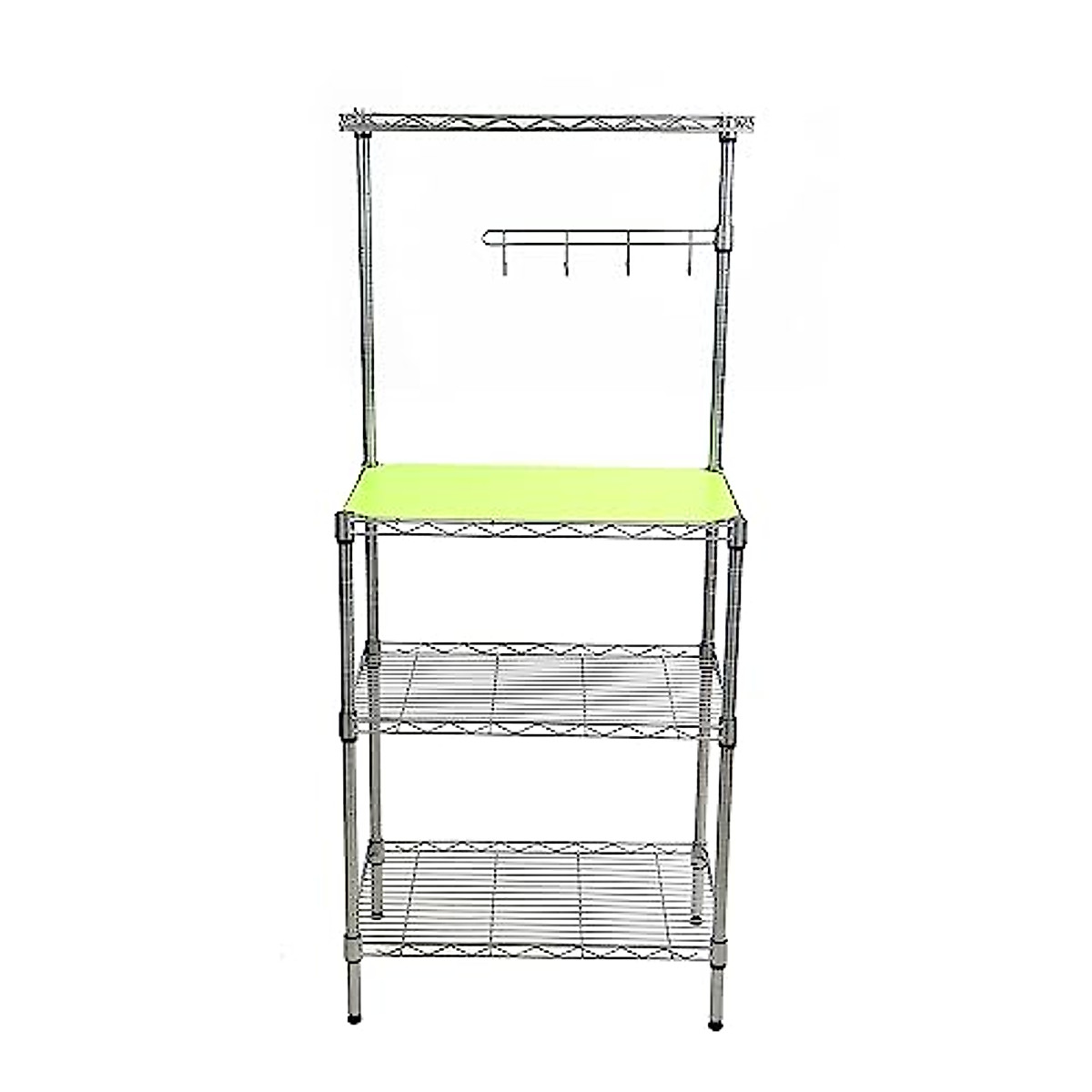 Mind Reader 3 Tier Microwave Shelf Counter Unit with Hooks, Silver