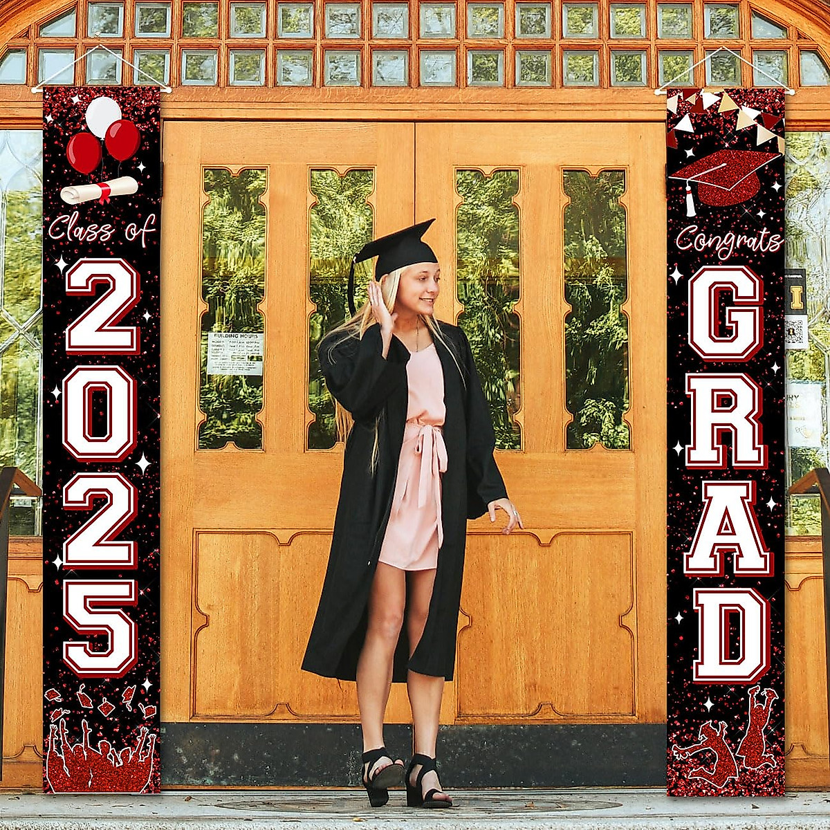 Class of 2023 Banner Maroon Graduation Party Decorations Congrats Grad Banner Hanging Door Porch Signs for 2023 University and Senior High School Graduation Decorations