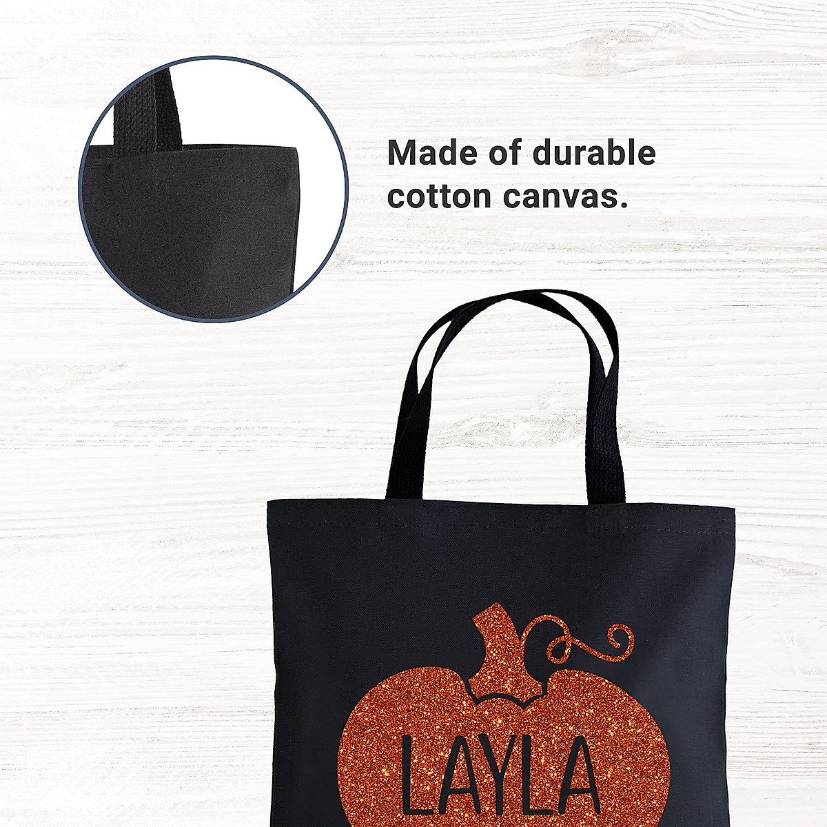 Let's Make Memories Personalized Sparkly Pumpkin Halloween Treat Bag - Trick-or-Treat Tote - Customize with Name