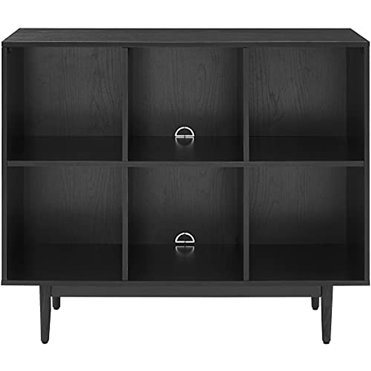 Crosley Furniture Liam Mid-Century 6-Cube Bookcase, Black