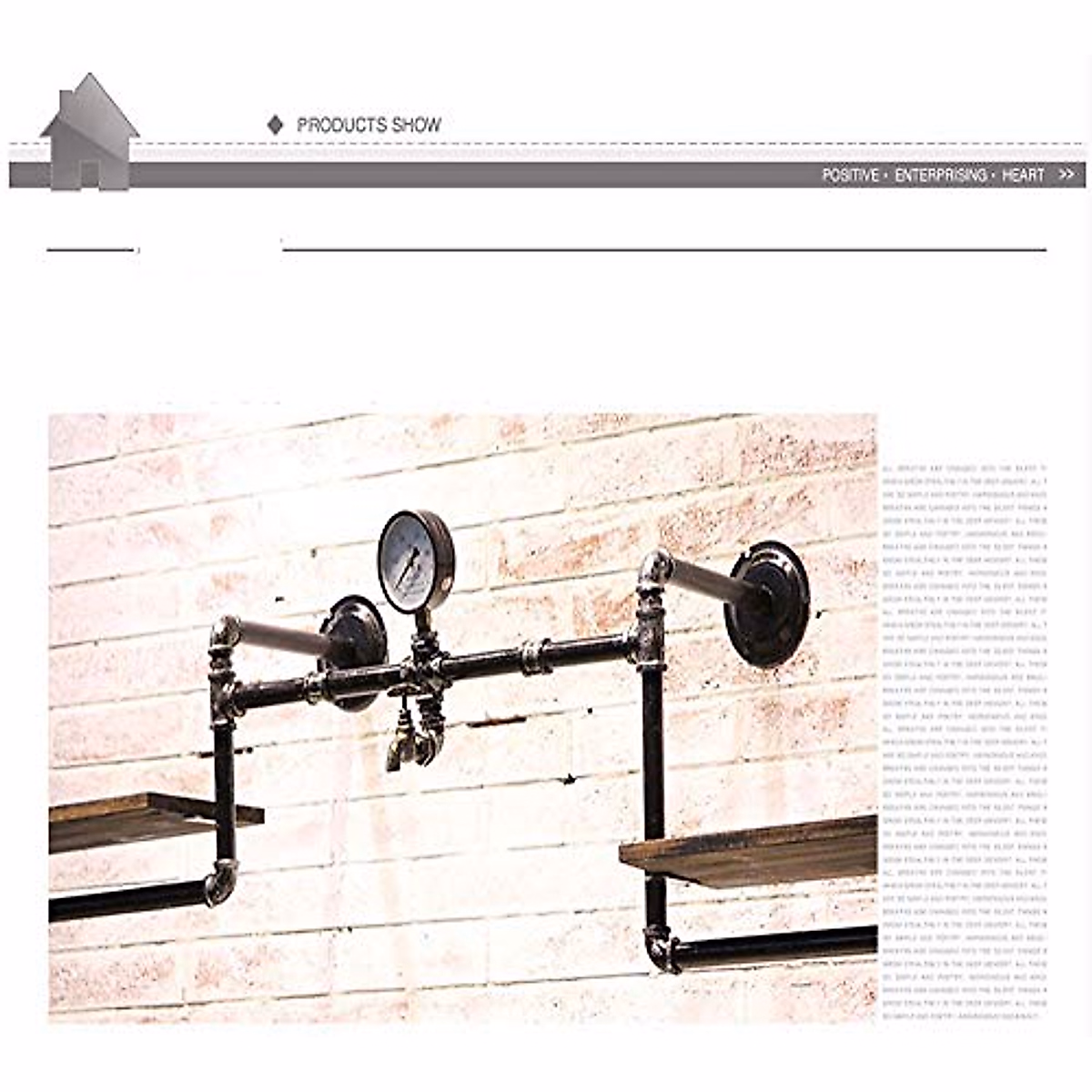 OTUGARE Industrial Pipe Clothing Rack, wall hanging clothes rack, Wood Garment Pipeline Rack for clothing shop and family