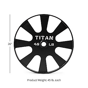 Titan Fitness Wagon Wheel Pulling Blocks, 45 LB Pair, 26-inch Steel Deadlift Pulling Weight Plates