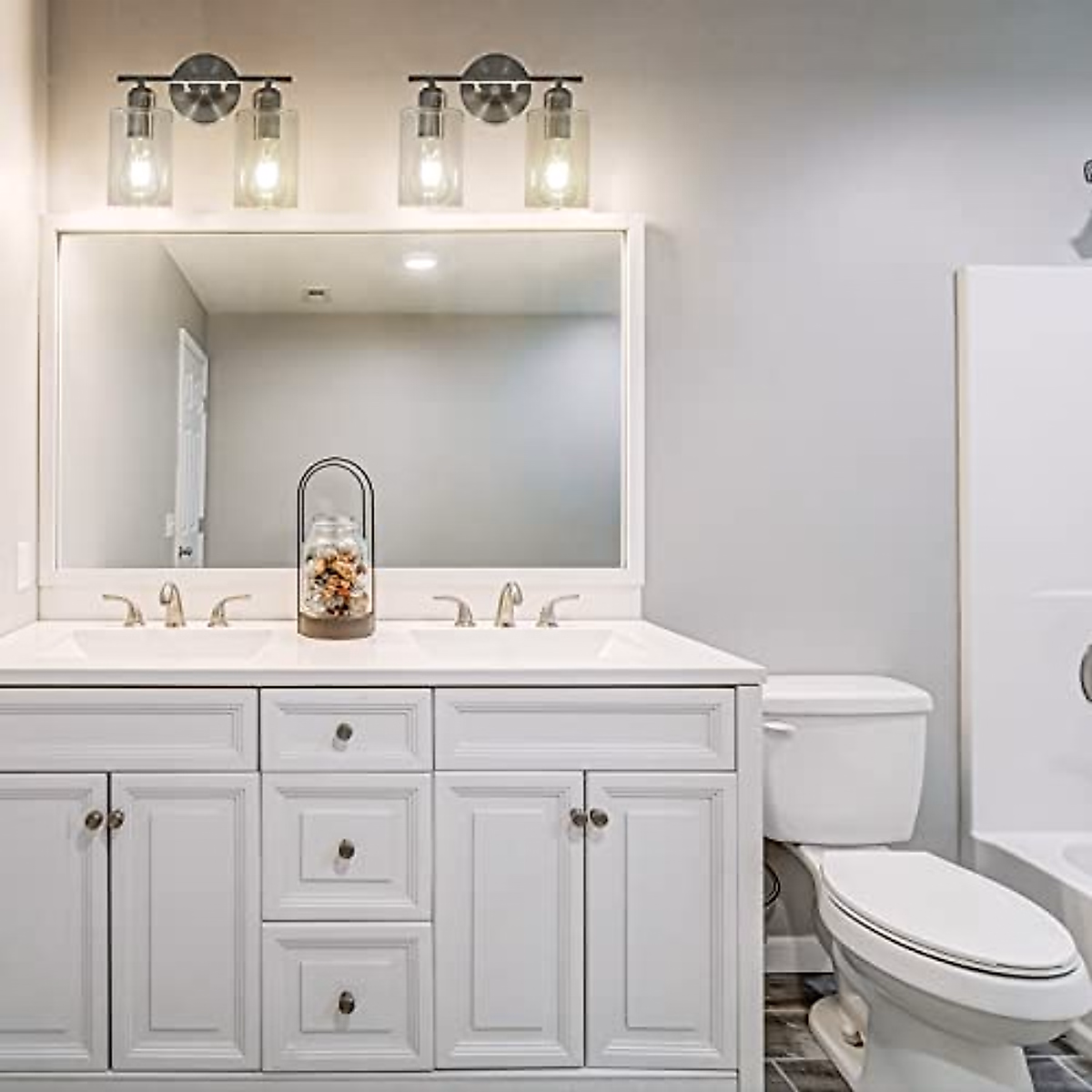 SEABLE Bathroom Vanity Light Brushed Nickel 2 Light Bathroom Light Fixtures with Clear Glass Shade Modern Wall Sconces Bathroom Lights Over Mirror UL Listed