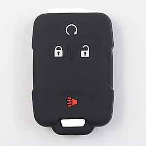 Btopars 2Pcs Rubber 4 Buttons Smart Key Fob Cover Case Protector Keyless Compatible with Chevrolet Chevy GMC 2014 2015 2016 2017 2018 2019 Silverado Sierra 2020 2021 Colorado Canyon Black Purple