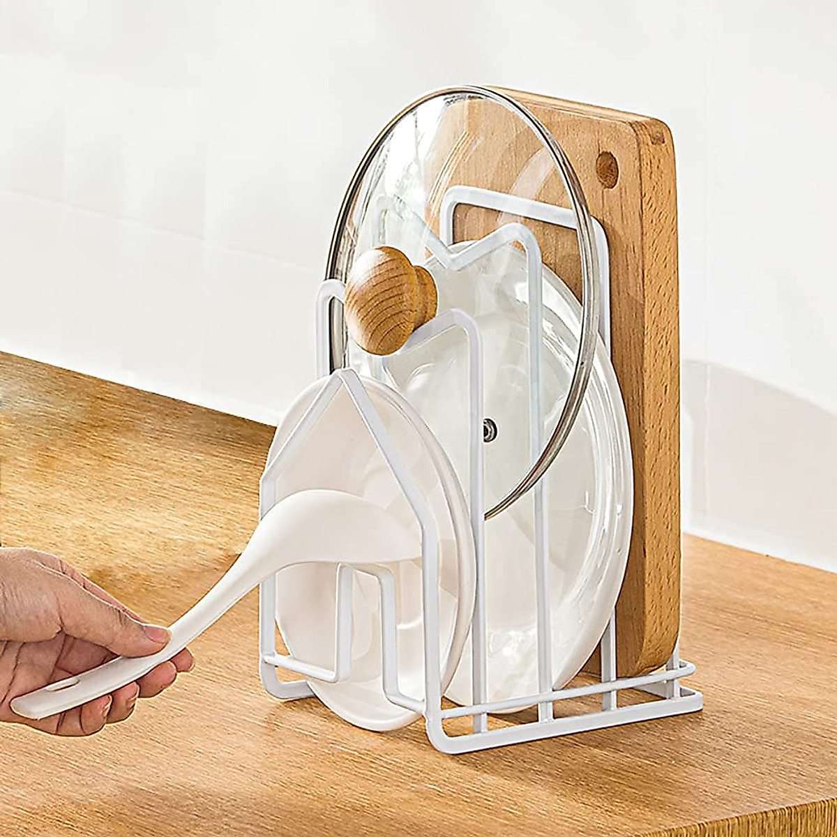 Lunmore Kitchen Pantry Organizer Rack for Dinnerware, Bakeware, Cookware, Cutting Boards, Pan Lids