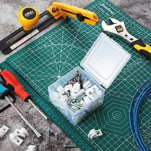 Oudain 24 Pack Down Wall Clips Closet Shelves Loop Clips Plastic Wire Wall Shelf Screws and Expansion Tubes (White)