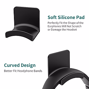 HomeMount Headphone Stand Headset Holder - Adhesive Gaming Headphone Hanger Hook Desk Mount for Most Headphone & Controller (Black)