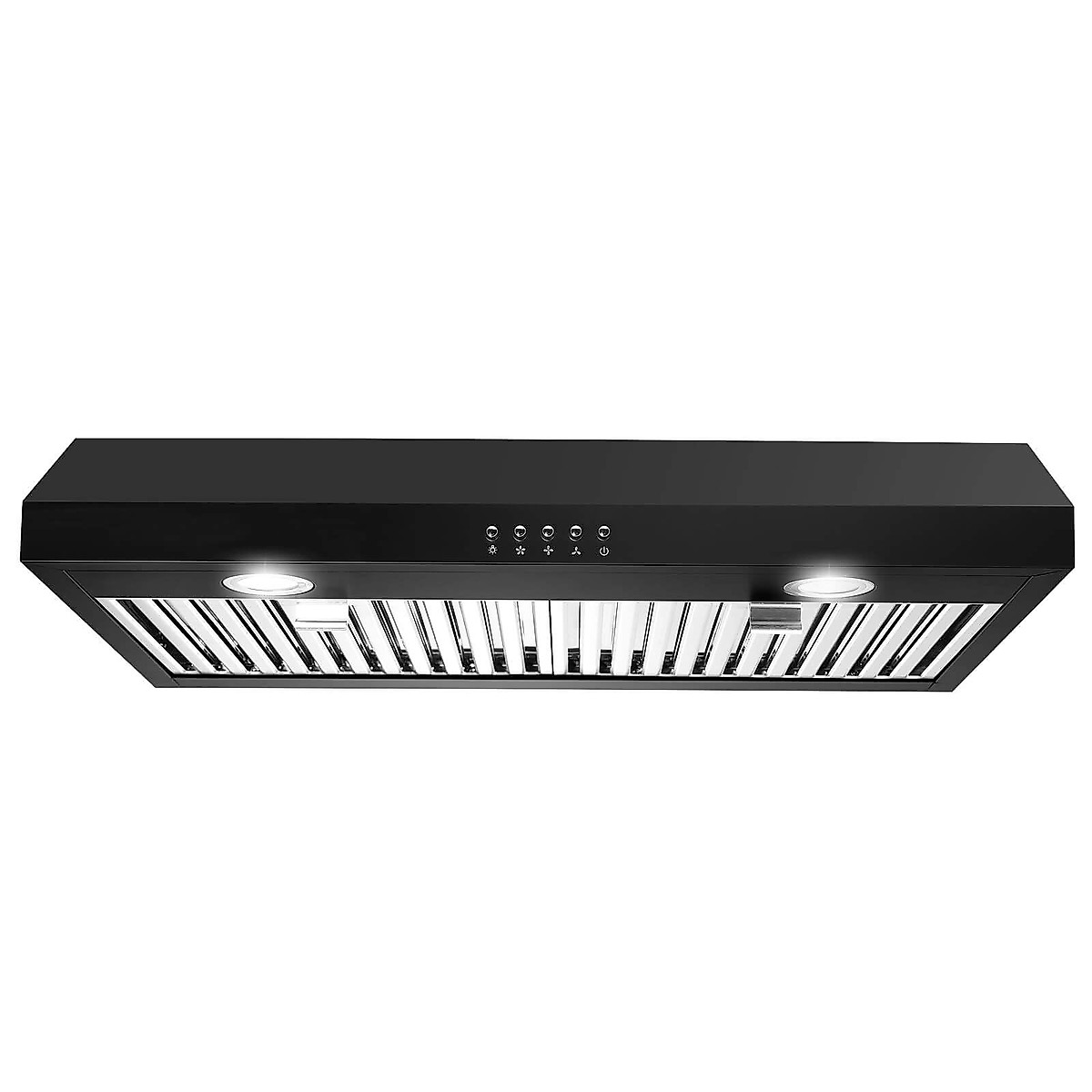 SNDOAS Range Hood 30 inch Under Cabinet,Black Range Hood with 500 CFM,Ductless Range Hood Black,Stainless Steel Kitchen Vent Hood 30 inch with 3 Way Venting,Baffle Filters,LED Lights
