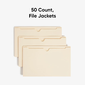 Smead File Jacket, Reinforced Straight-Cut Tab, 2" Expansion, Legal Size, Manila, 50 per Box (76560)