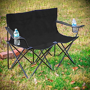 Trademark Innovations Loveseat Style Double Camp Chair, 40" L x 22" W x 31.5" H,Polyester, Black