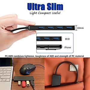 4-Port USB Hub 3.0, YaimhSound USB Splitter for Laptop, Keyboard and Mouse Adapter for Dell, Asus, HP, MacBook Air, Surface Pro, Acer, Xbox, Flash Drive, HDD, Console, Printer, Camera