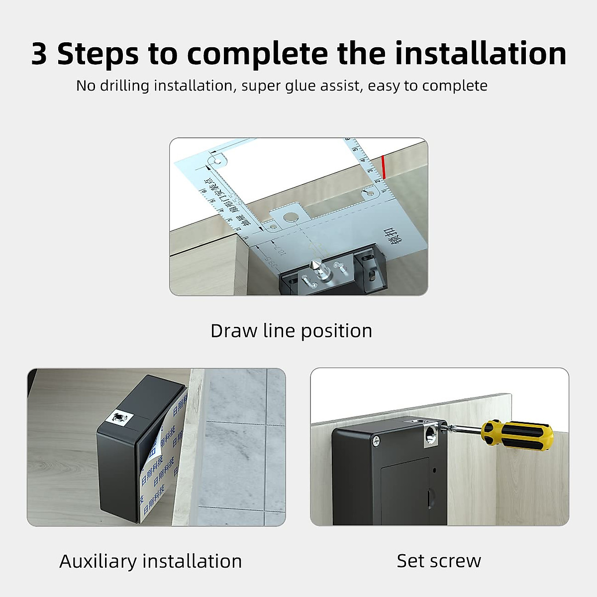 Rixiang RFID Electronic Cabinet Lock Hidden DIY for Wooden Cabinet Locker Drawer Cupboard Latch Lock