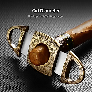 CIGARLOONG Cigar Cutter Bronze Classic Double Cut Blade Cigar Guillotine (Silver+Black)