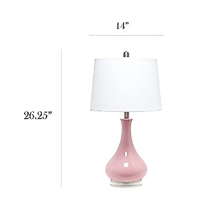 Elegant Designs LT3312-RPK Ceramic Genie Tear Drop Shaped Glossy Table Lamp, Rose Pink