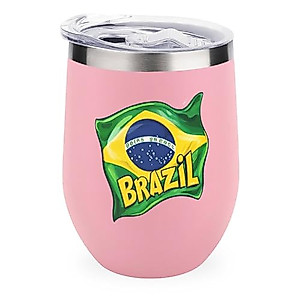 Brazil Flag Insulated Tumbler with Lid Stainless Steel Coffee Mug Cute Wine Tea Water Cup Pink-style