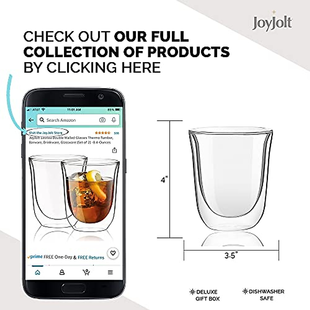 JoyJolt Glass Thermal Glass – 4pcs Borosilicate Glass Cup Set - Double Wall Glass Latte Mug - Ice Coffee Glass Cups for Hot and Cold Drinks – Durable and Dishwasher-Safe Glass Cup Double Wall – 8.4oz