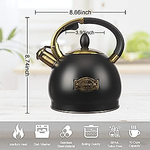 3Quart Whistling Tea Kettle Classic Teapot Stainless Steel Teakettle with Cool Grip for Stovetop