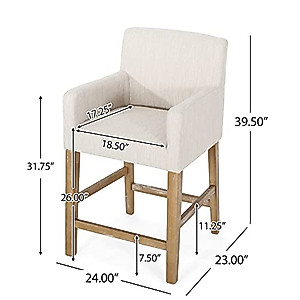 Christopher Knight Home Armga Upholstered 26 inch Counter Stool - Beige/Weathered Brown