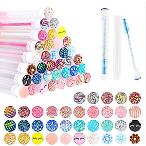 Disposable Mascara Brushes Diamond Eyelash Spoolies Makeup Brush Mascara Wand in Sanitary Tube Lash Supplies(20 Pcs, Mix)