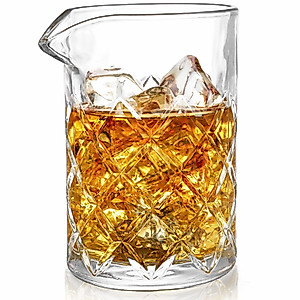 Tebery Seamless Crystal Cocktail Mixing Glass for Stirring Drinks, 16Oz Thick Bottom Bar Mixing Pitcher, Stirring Glass Drink Maker for Bar, Bartenders