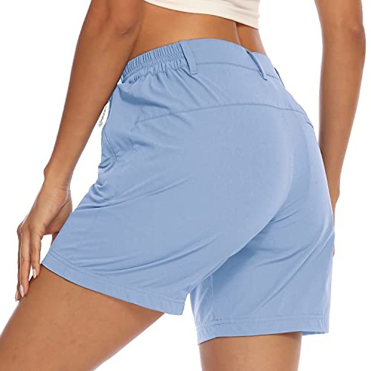TBMPOY Women's Hiking Cargo Shorts Quick Dry with Pockets Lightweight Work Golf Short Outdoor Active Summer for Women Blue Purple L