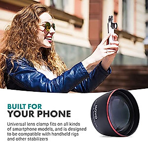 Movo SPL-Tele 3X Telephoto Lens with Clip Mount for Smartphones - Zoom Lens for iPhone, Android, and Tablets - Smartphone Telescopic Lens for Video and Photography - Best Telephoto Lens for iPhone