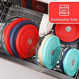 Replacement Lids for Pyrex 7402-PC 7 Cup, Silicone Round Storage Cover Lid for Anchor Hocking Glass Bowl 2 Pack with Date Mark Red