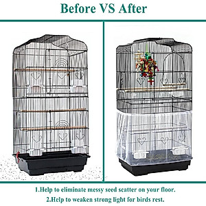 lustrioustoy Bird Cage Seed Catcher, Large, Seed Catcher Guard Net Cover, Prevent Scatter and Mess, Soft Airy Cage Net Stretchy Skirt, Prevent Scatter and Mess(White, 118 x 15.7 Inch)