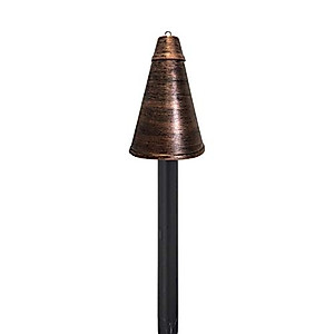 Legends Direct Set of 2, Haiwiian Premium Metal Cone Torches for Outdoor, 54" Tall- Tiki Style/w Snuffer, Fiberglass Wick & Large 32oz Oil Lamp - Torches for Patio, Garden (Brushed Bronze)