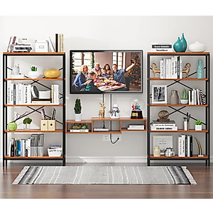 Himimi Industrial Bookshelf 5-Tier, Bookcase 58" H Ladder Shelf, Storage Shelves Rack Shelf Unit, Accent Furniture Metal Frame, Home Office Furniture for Bathroom, Living Room, Vintage Brown