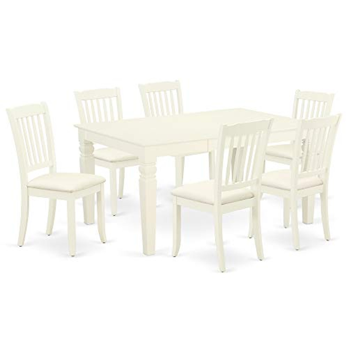 East West Furniture WEDA7-WHI-C Dining Room Table Set, 7-Piece