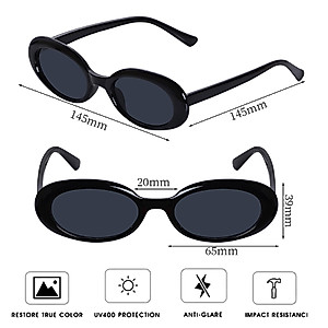 obmwang 6 Pieces Retro Oval Sunglasses for Women Vintage Trendy Narrow Sunglasses 90s Sunglasses Polarized UV400 Protection