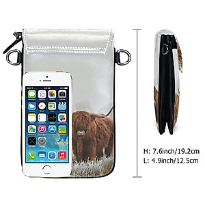 Hairy Scottish Highlanders Cows Small Crossbody Cell Phone Bag for Women, Mini Shoulder Handbag Wallet Card Hold Purse