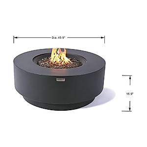 Nimes Concrete Fire Pit 40.9" x 40.9" Outdoor Patio Firepit Includes Fire Glass Modern Fire Pits & Outdoor Fireplaces for Garden, Deck, Indoor & Outdoor Heating