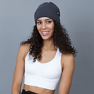 The Hat Depot Fleece Winter Beanie Hat Cold Weather Reflective Safety for Men & Women Performance Stretch (Charcoal)