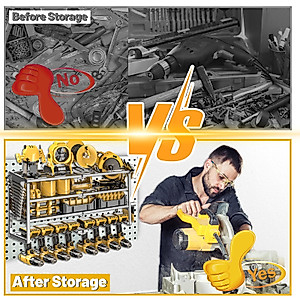 jsyonii Power Tool Organizer Wall Mount, 4 Layer Heavy Duty Metal Power Tool Storage Rack with 8 Drill Holders, Heavy Duty Metal Garage Tool Shelf with Wrench Hammer Pliers Screwdriver Holder