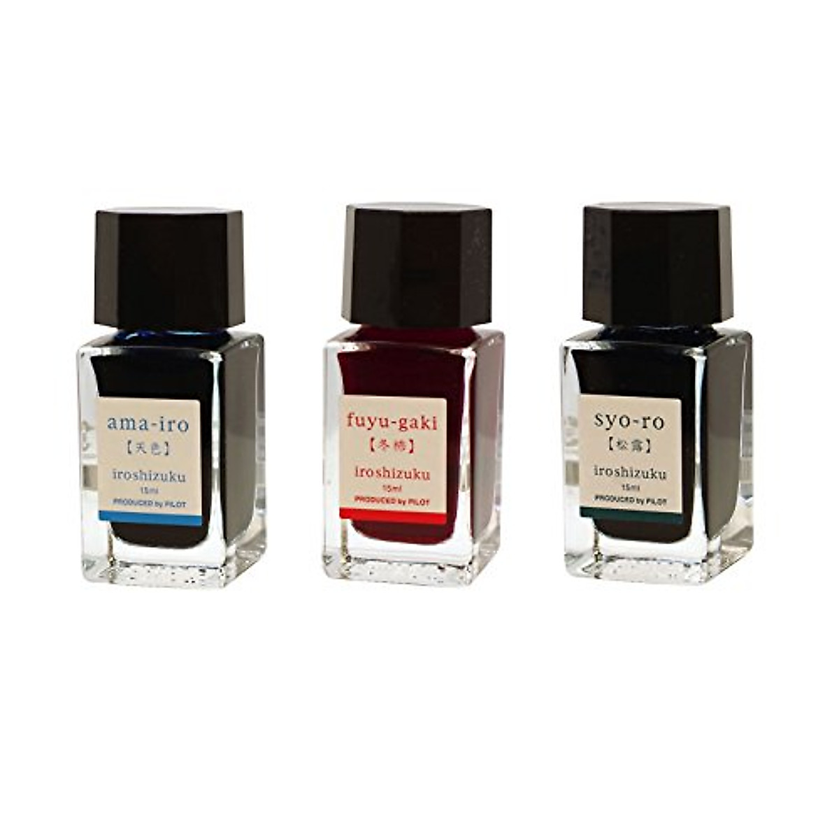 Pilot Iroshizuku Mini Fountain Pen Ink - 15 ml Bottle 3 Colors Set - AMA/FG/SY (Japan Import)