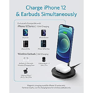 Anker Wireless Charging Stand, PowerWave 2-in-1 Magnetic Stand Lite with USB-C Cable, for iPhone 14/14 Pro/14 Plus/14 Pro Max/13/13 Pro /13 Pro Max, AirPods 2/Pro (No AC Adapter)