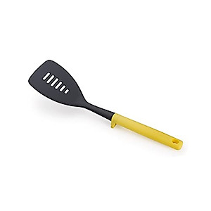 Joseph Joseph Duo Slotted Turner with Integrated Tool Rest: Hygienic, Heat-Resistant Nylon Head, Safe for Non-Stick Cookware, Light Yellow